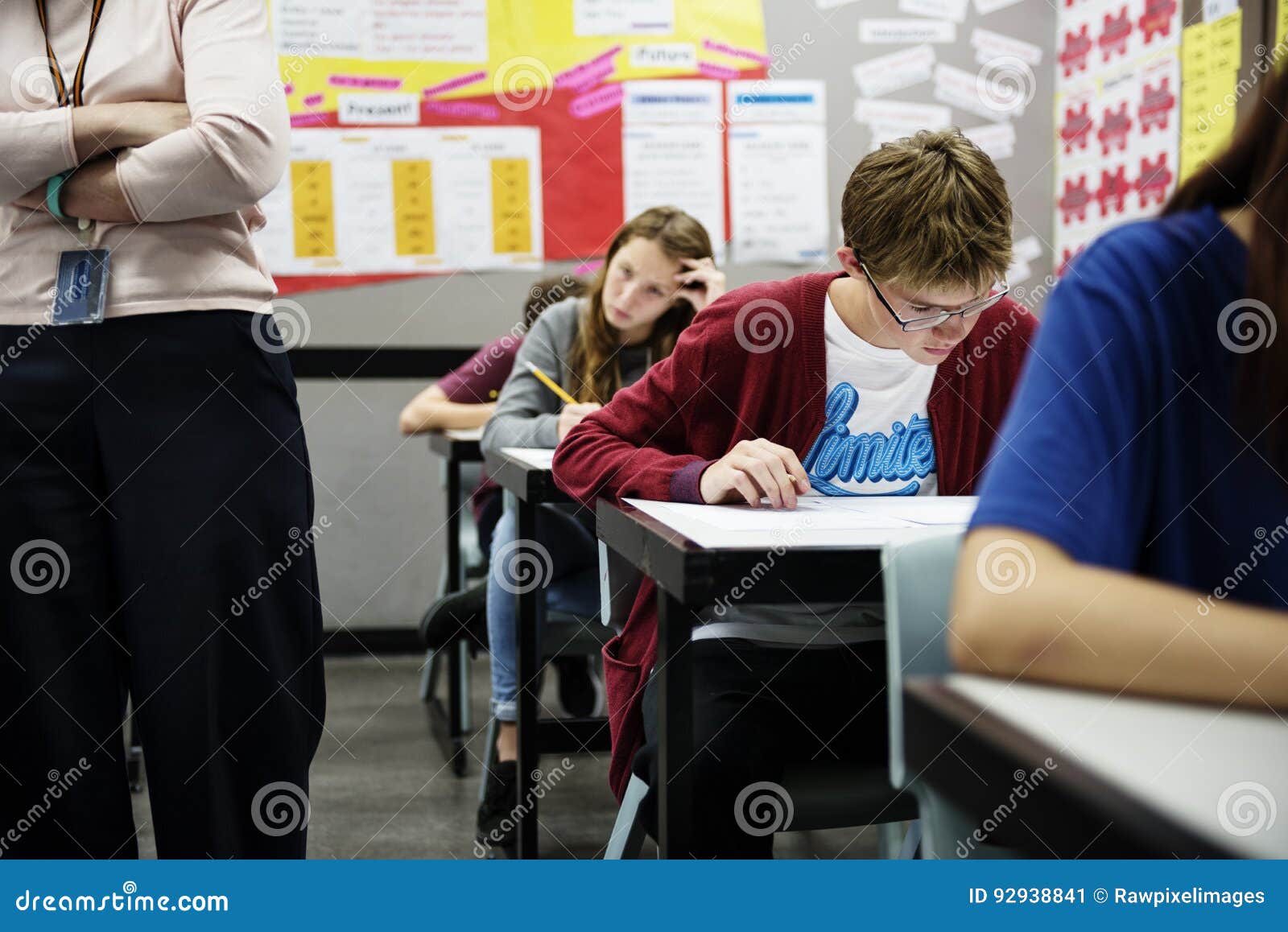 Students Doing the Exam in Classroom Stock Image - Image of indoors ...