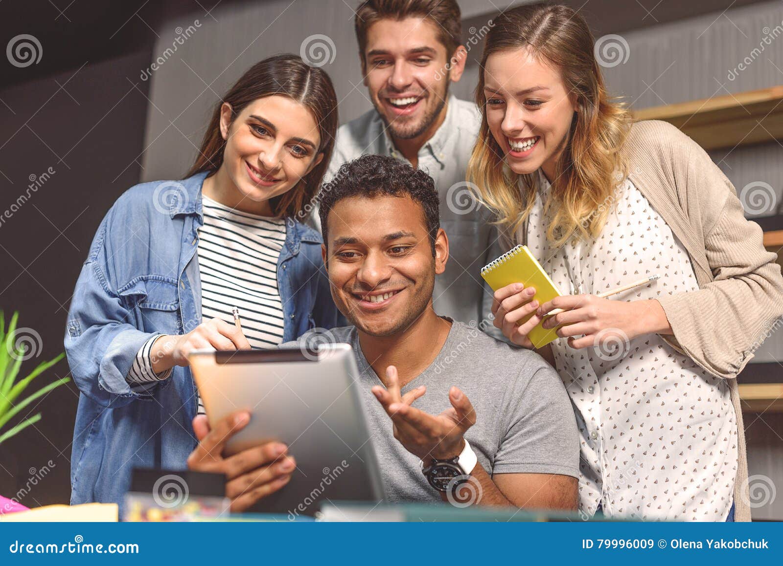 Students Doing Group Project in Campus Library Stock Image - Image of ...