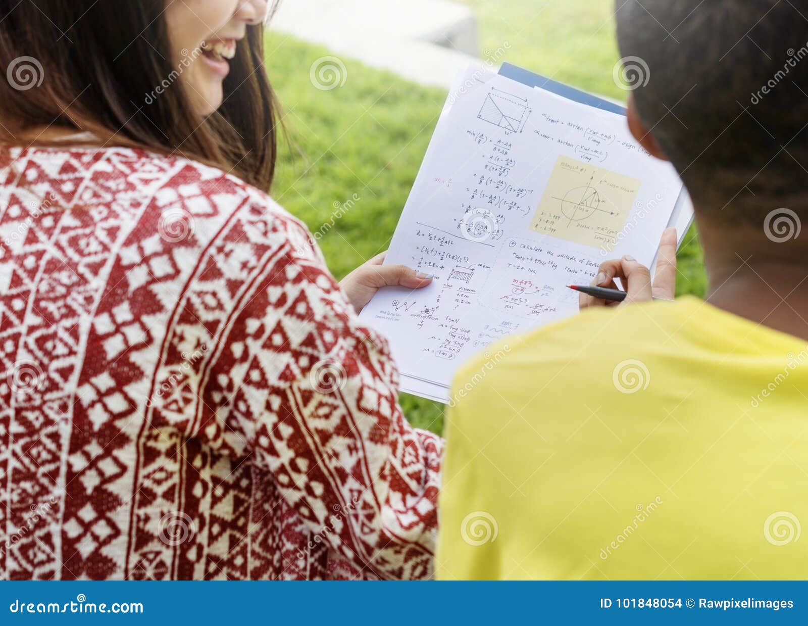 Students Doing Homework in the Park Stock Photo - Image of planning ...