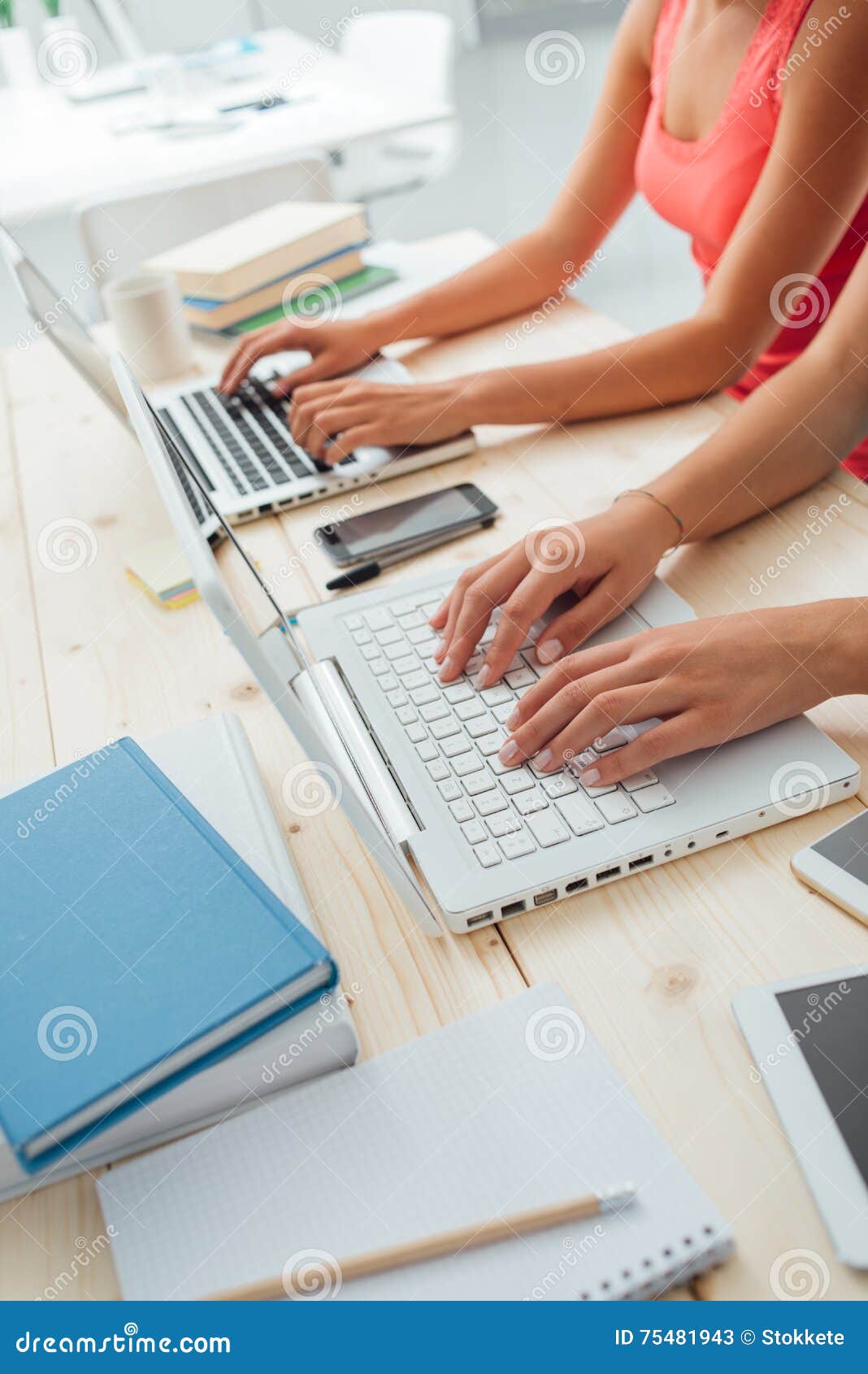 Students Doing Homeworks at Desk Stock Image - Image of books, homework ...