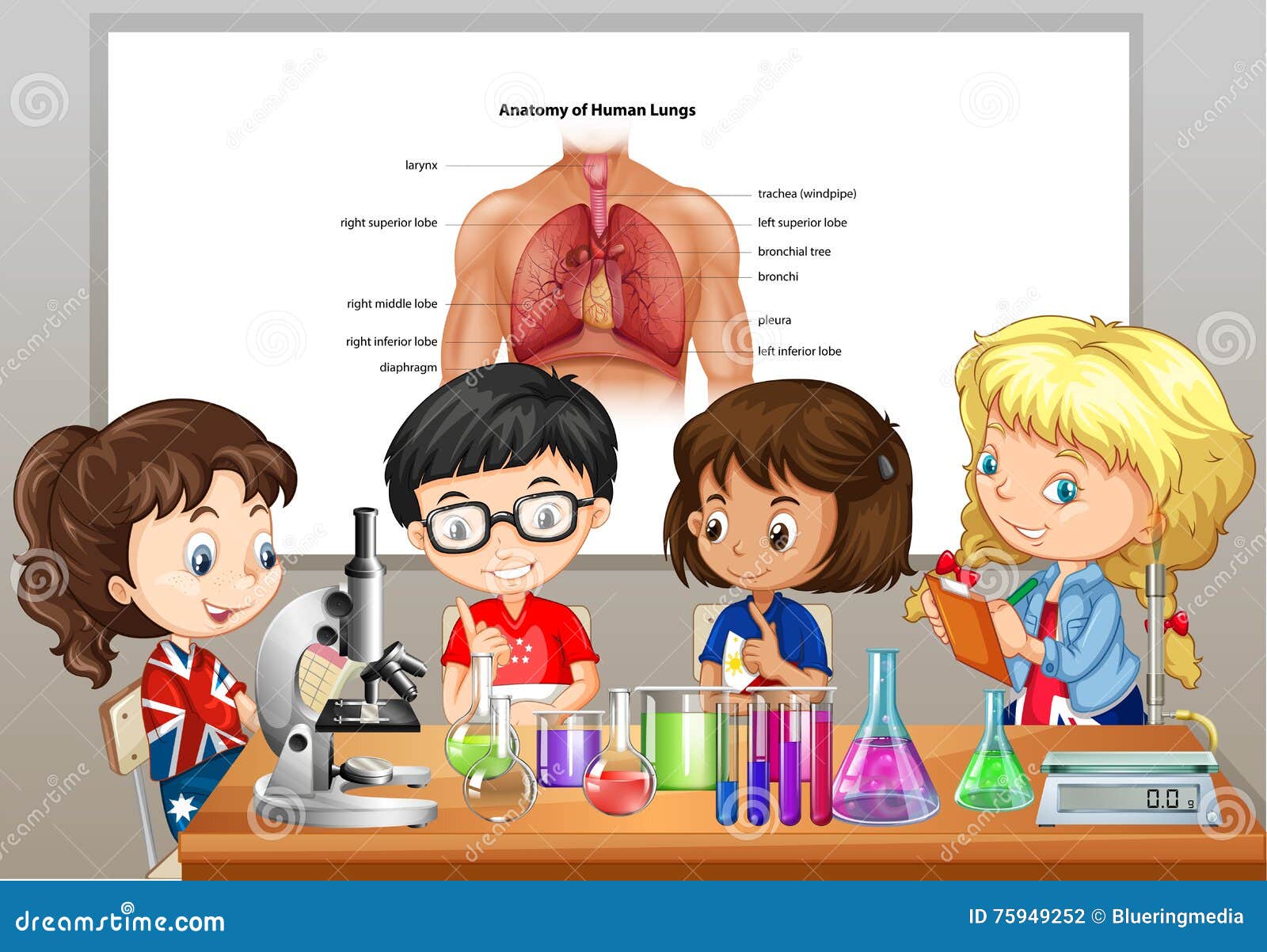 Students Doing Science Labs in Room Stock Vector - Illustration of ...