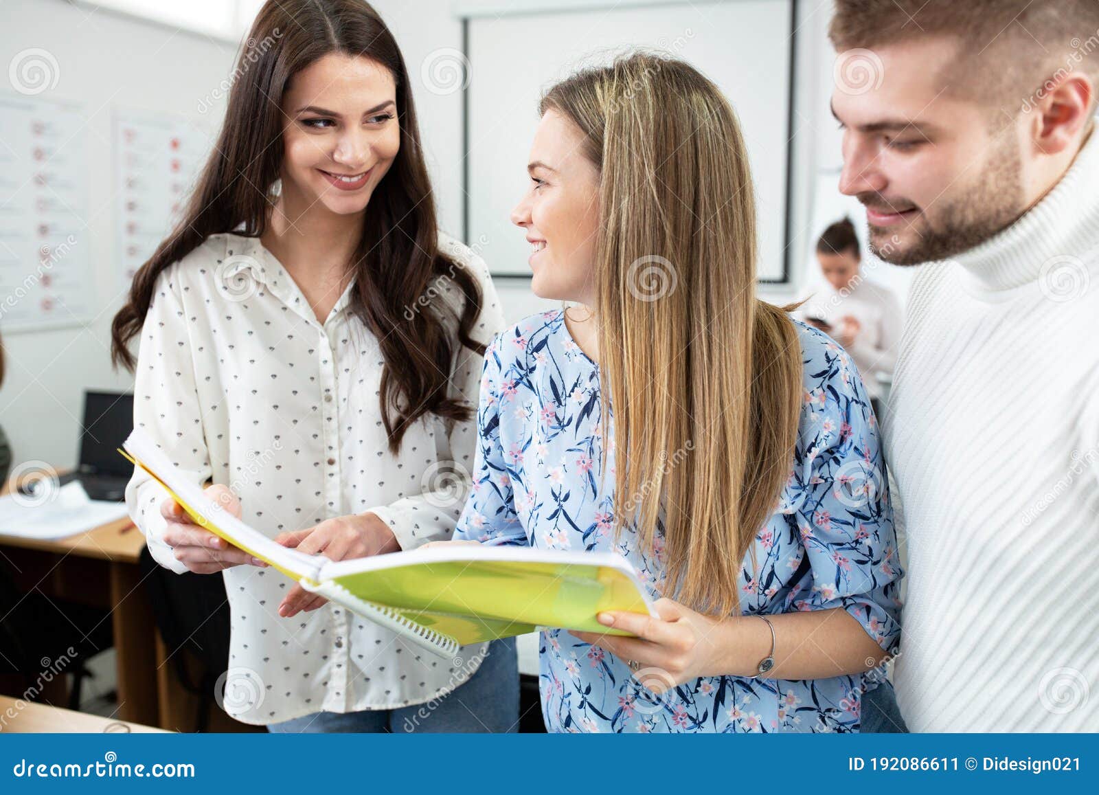 Students Doing Teamwork in the Classroom Stock Image - Image of female ...