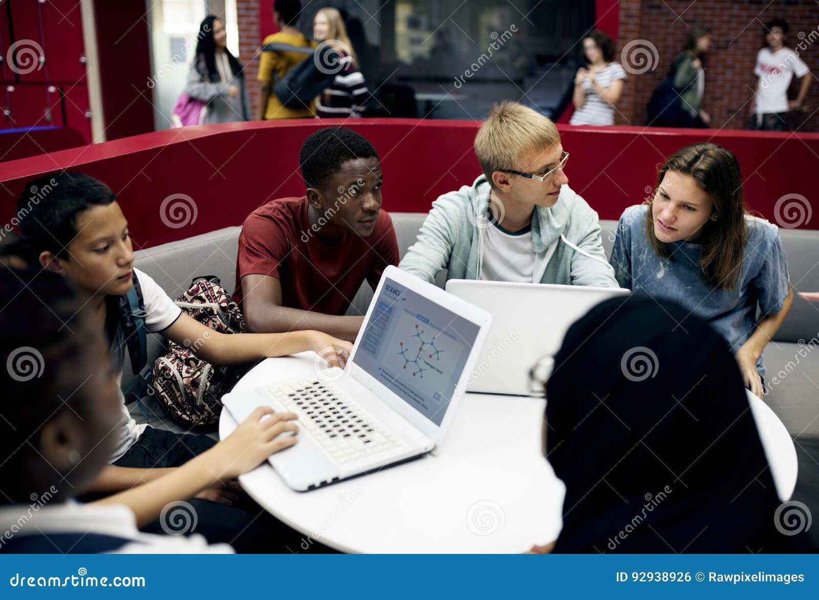 Students E-learning with Laptop Concept Stock Photo - Image of girls ...