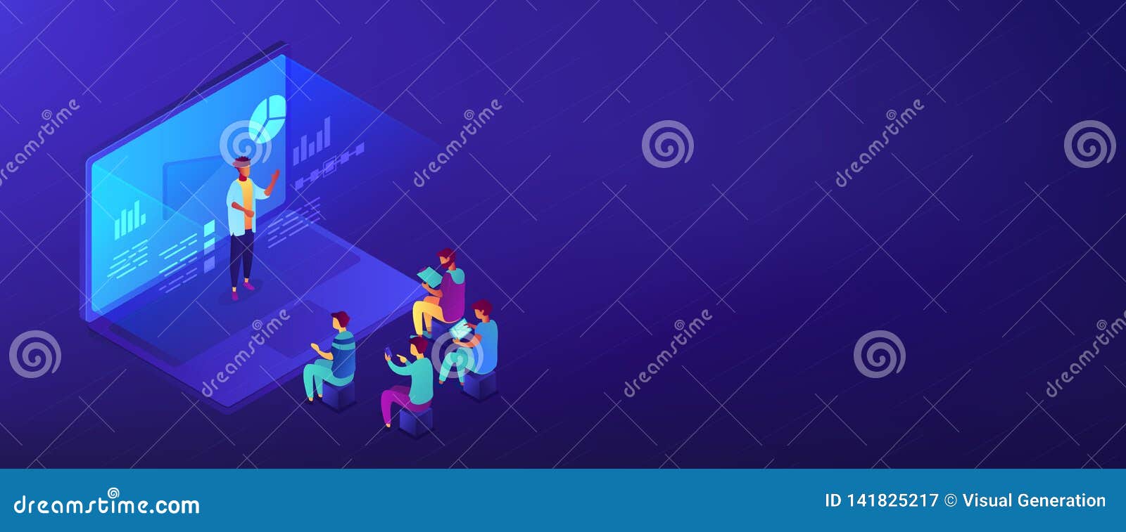 Webinar Isometric 3D Banner Header. Stock Vector - Illustration of ...