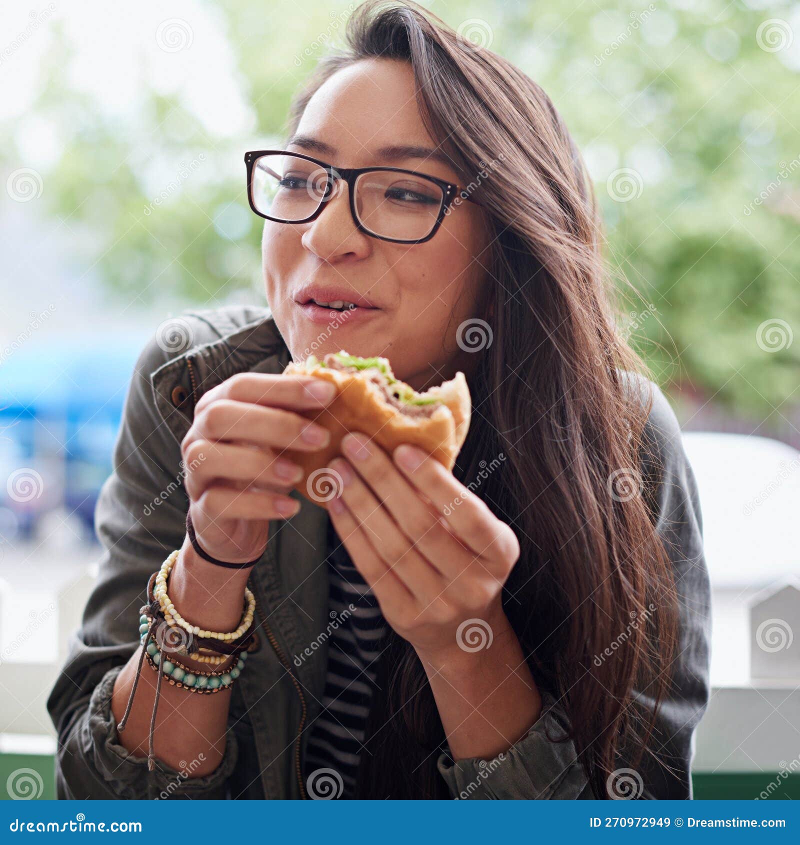 Food on the Go. Students Eating a Meal Together. Stock Image - Image of ...