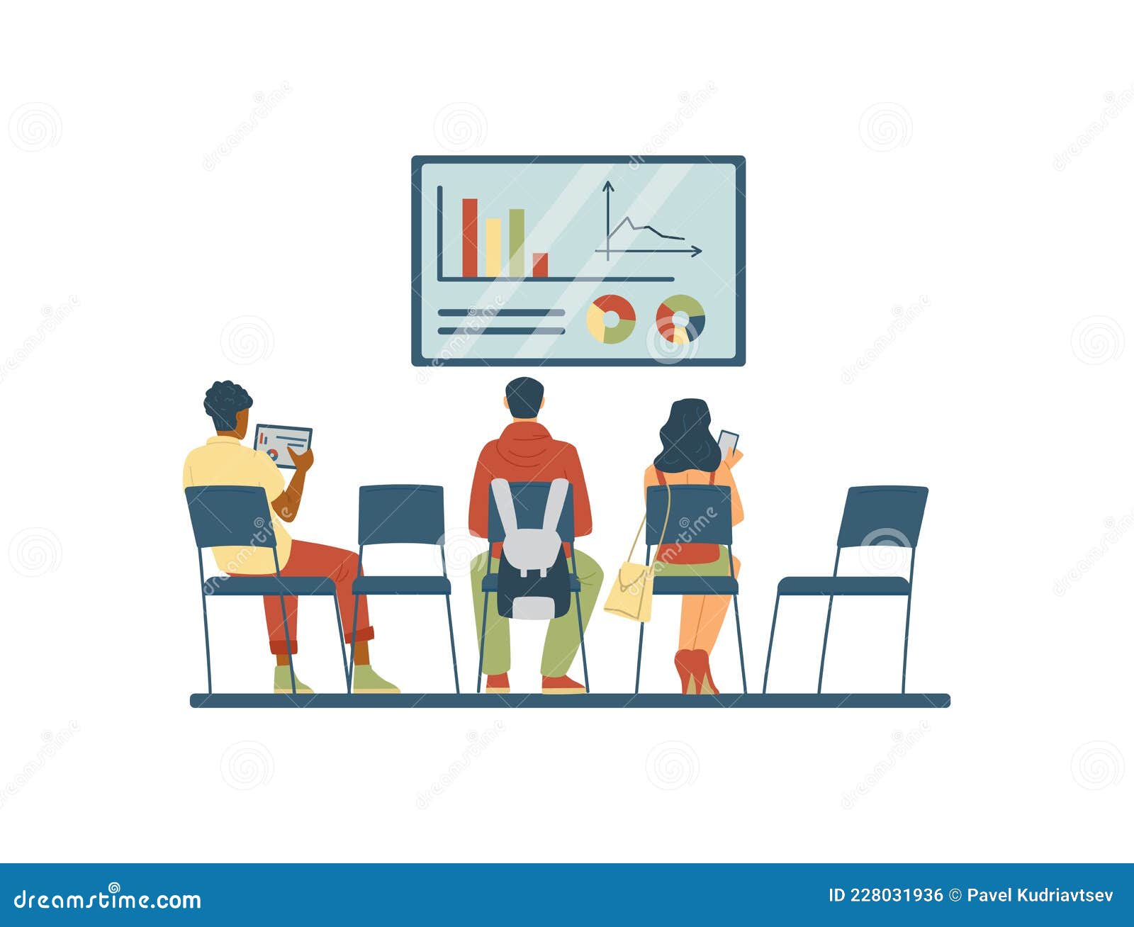Students of Educational Courses or Seminar, Flat Vector Illustration ...
