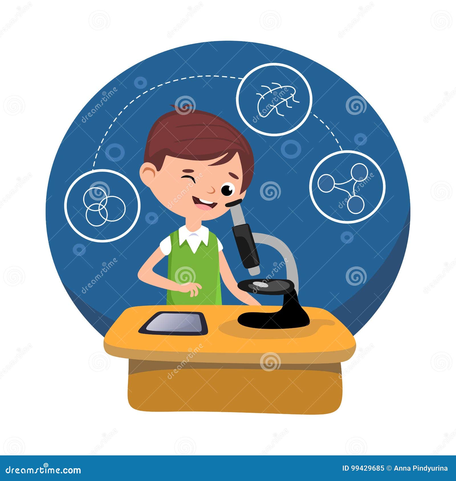 Students are Engaged in Classoom, Boy is Looking through a Microscope ...