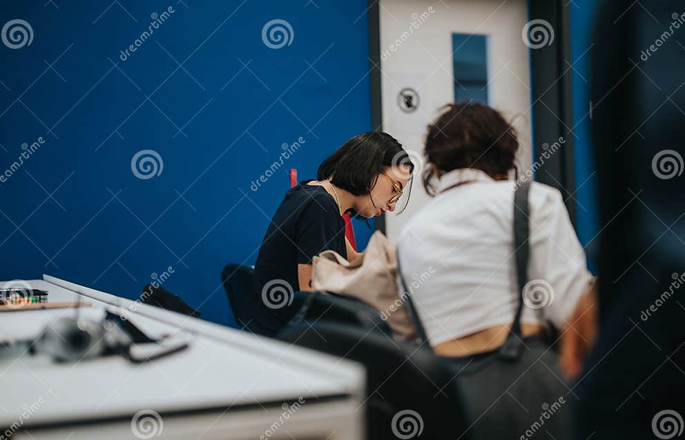 Students Engaged in Collaborative Classroom Task with Professor ...