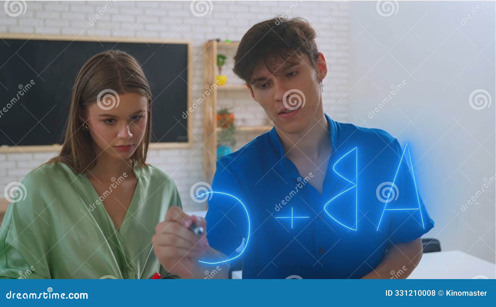 Students Engaged in Interactive 3D Math Visualization Stock ...