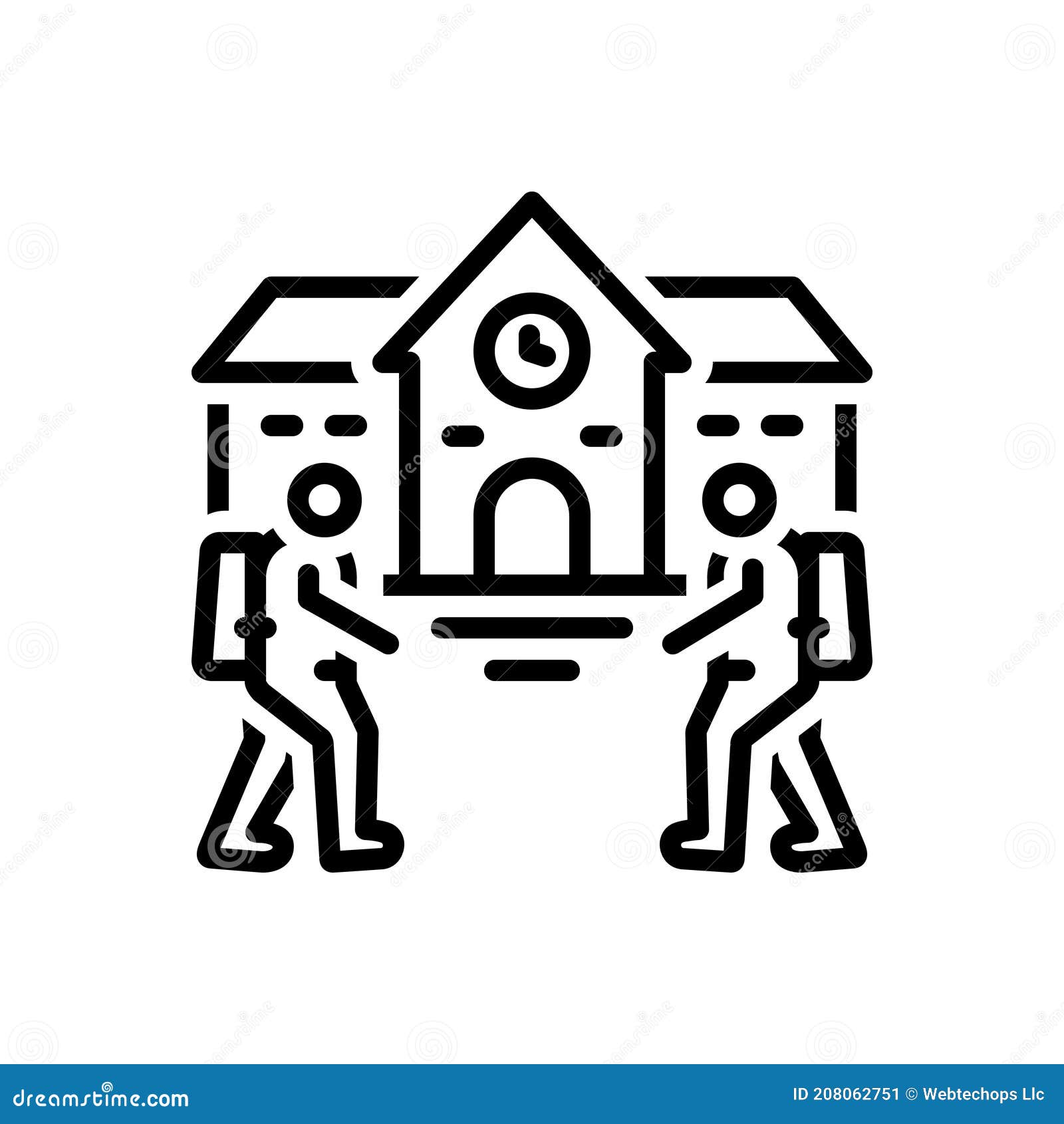 Black Line Icon for Students Entering in the School, Student and ...