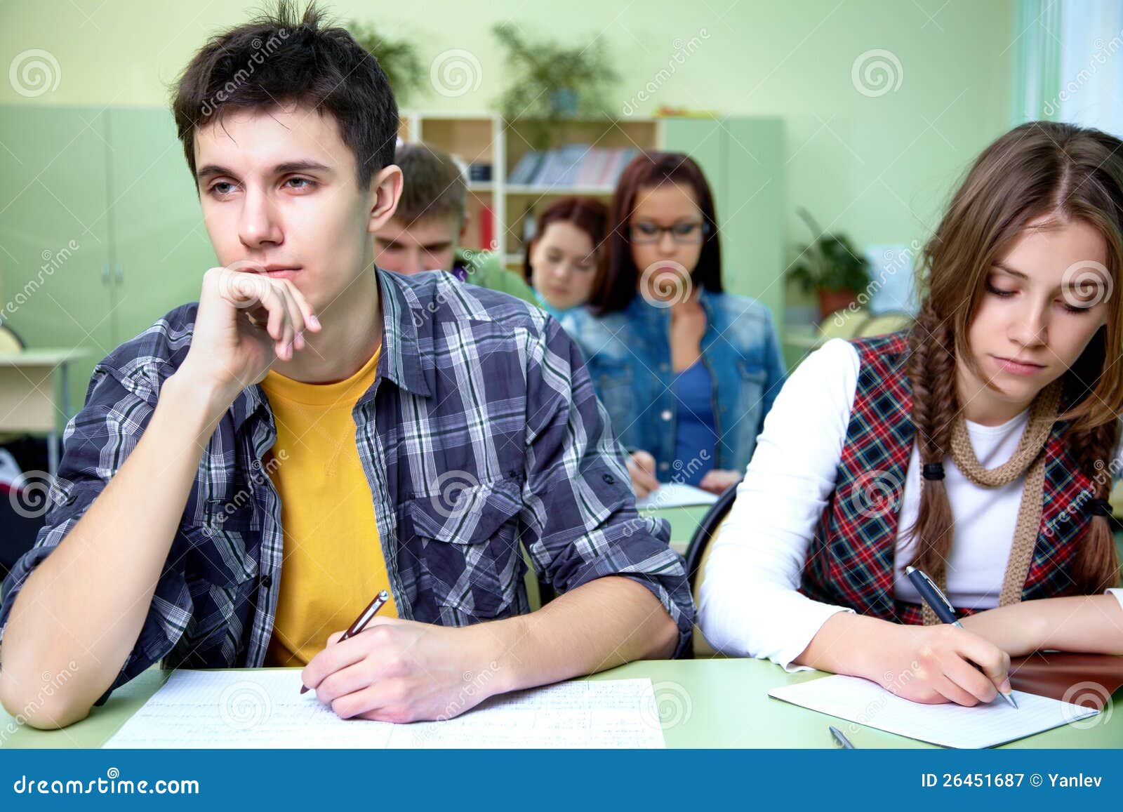 Students on exam in class stock image. Image of class - 26451687