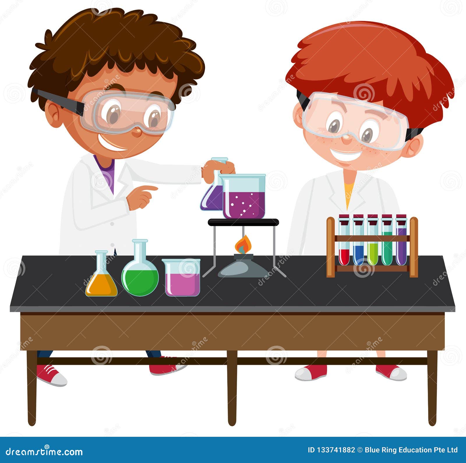 Students Experiment in the Lab Stock Illustration - Illustration of ...