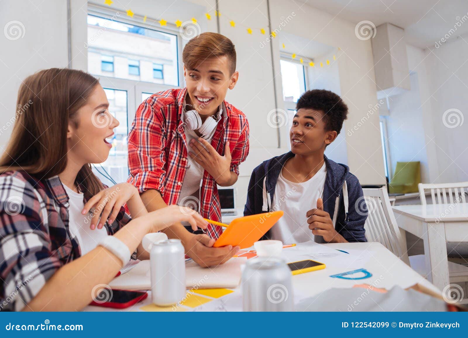 Students Feeling Curious while Watching Educational Video Stock Image ...