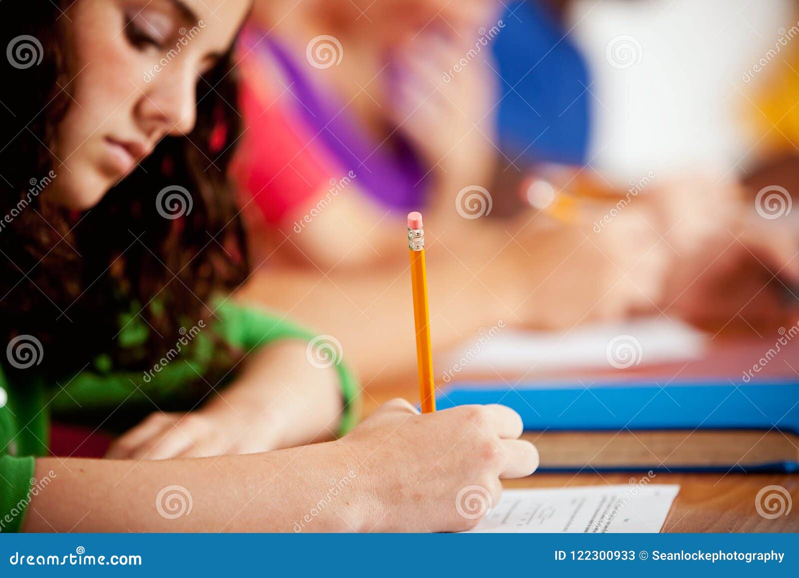 Students: Female Student Concentrating on Schoolwork Stock Image ...