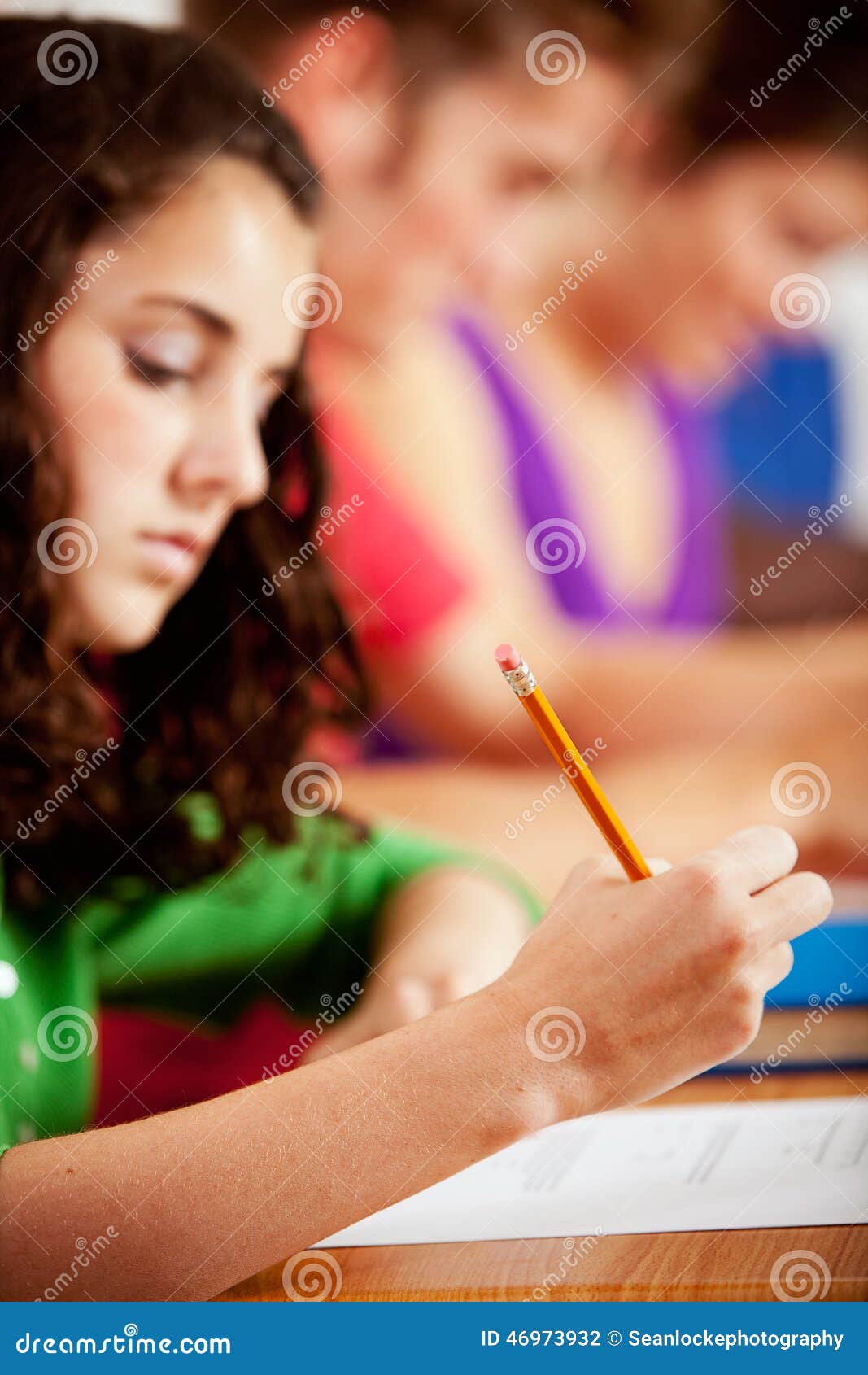 Students: Female Student Concentrating on Schoolwork Stock Photo ...