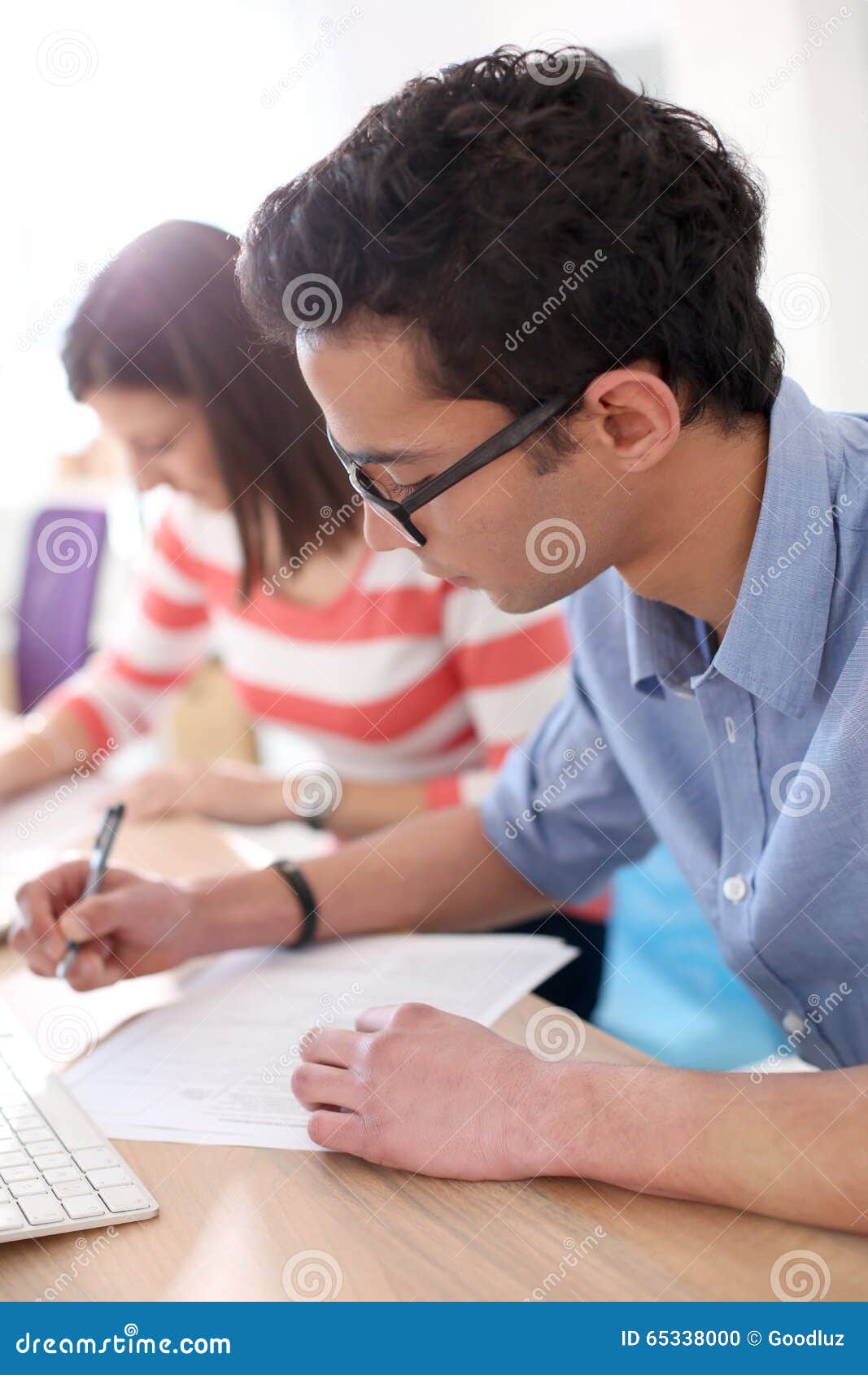 Students Filling Application Form Stock Photo - Image of eyeglasses ...