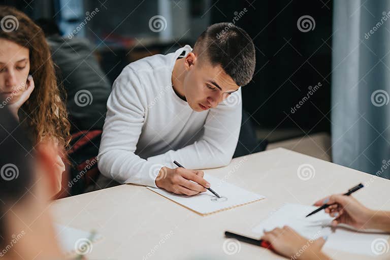 Students Focused on Drawing in a Collaborative Classroom Environment ...