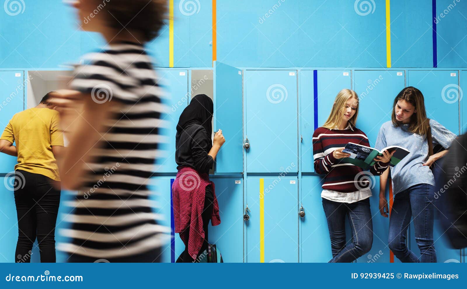 Students Friends at Lockers Room Stock Image - Image of life, students ...