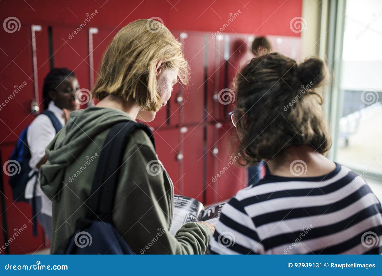 Students with Friends at Lockers Room Stock Image - Image of students ...