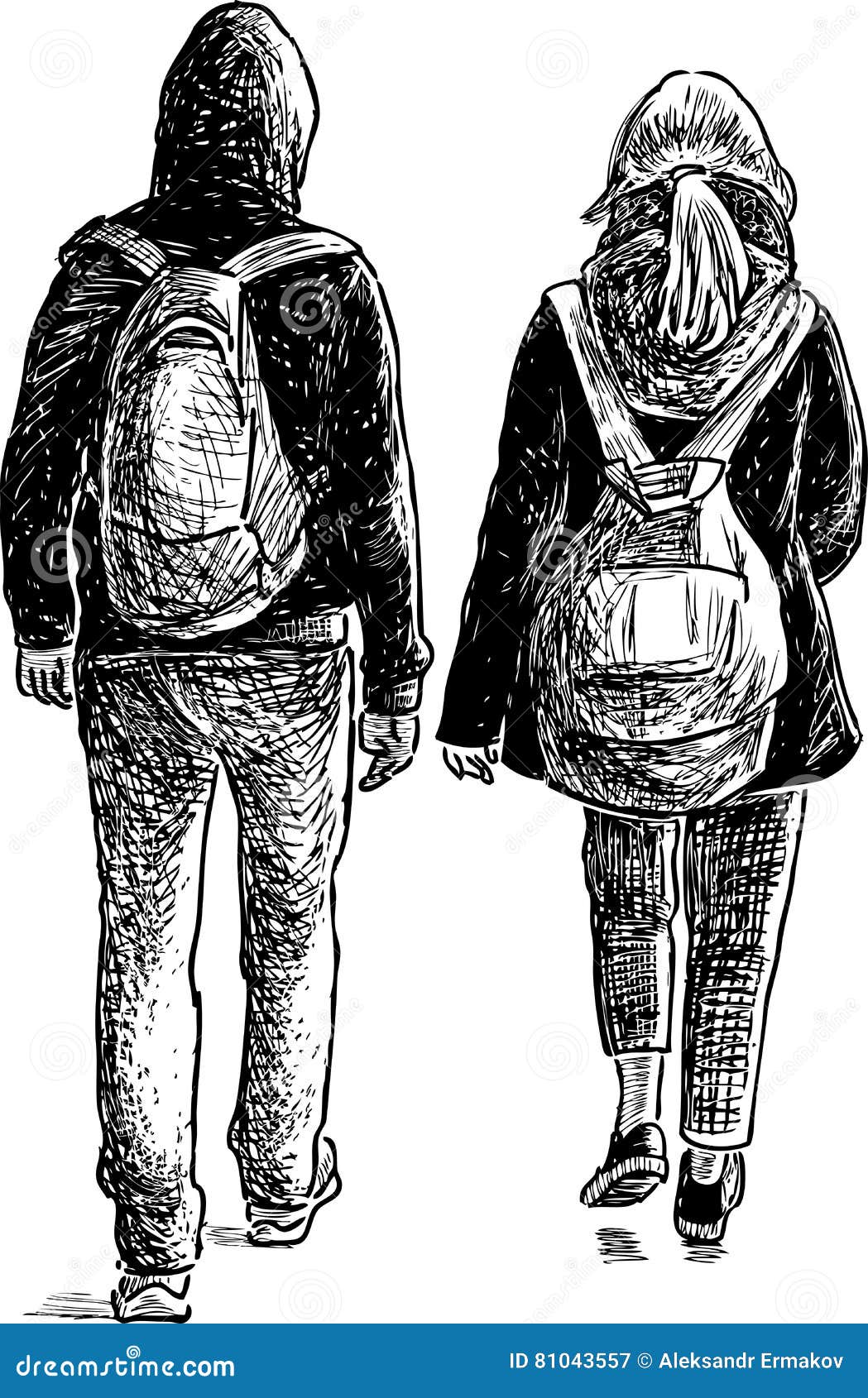 Students friends on a walk stock vector. Illustration of female - 81043557