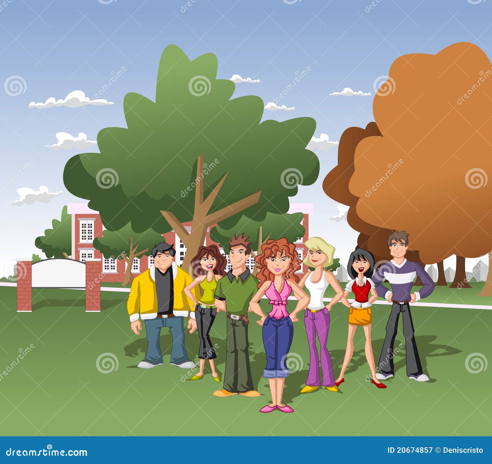 Students in Front of University Stock Vector - Illustration of ...