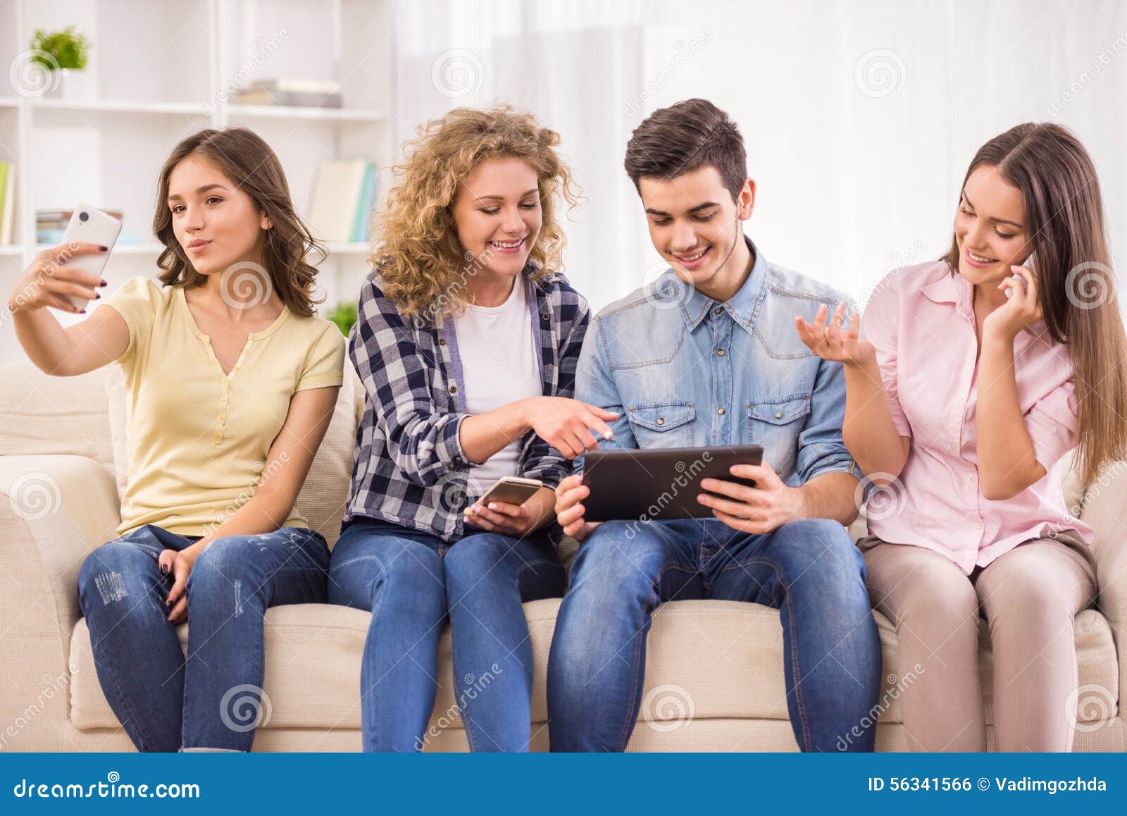 Students with gadgets stock photo. Image of computer - 56341566
