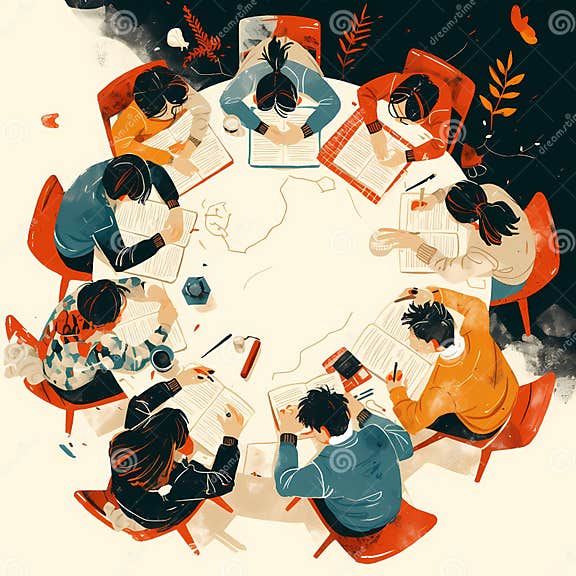 Students Gather Around a Table Engaged in Lively Discussions Stock ...