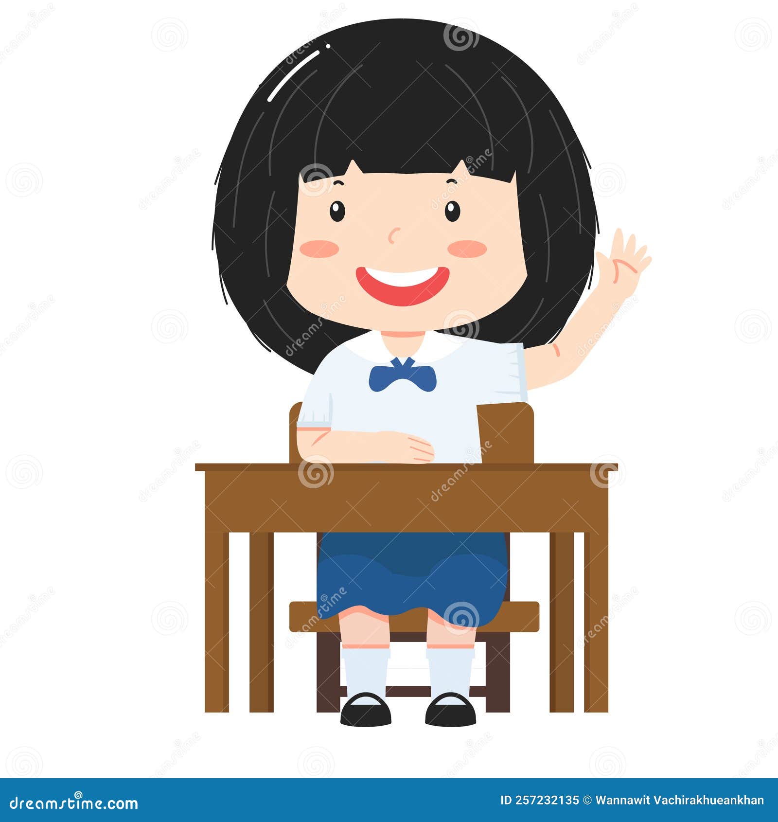 Students Girl Raising Hand in Classroom Stock Illustration ...