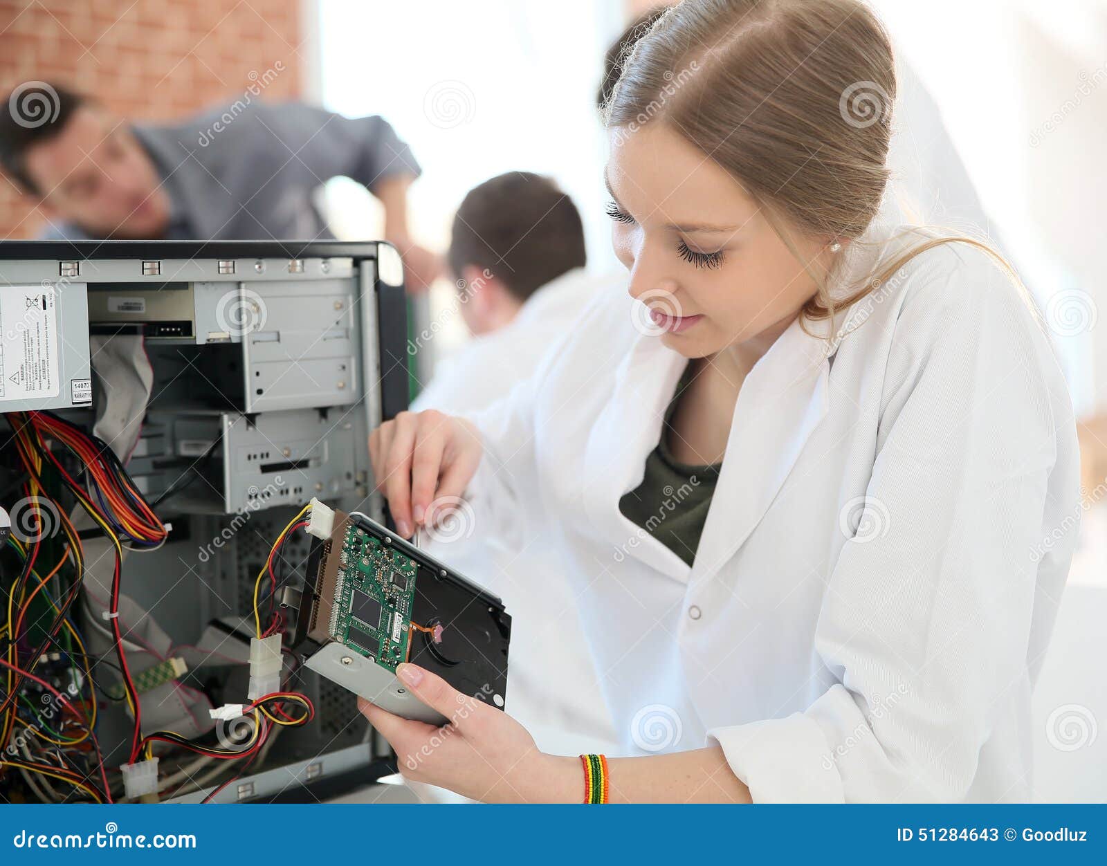 Students Girl Repairing Computer Stock Image - Image of laboratory ...
