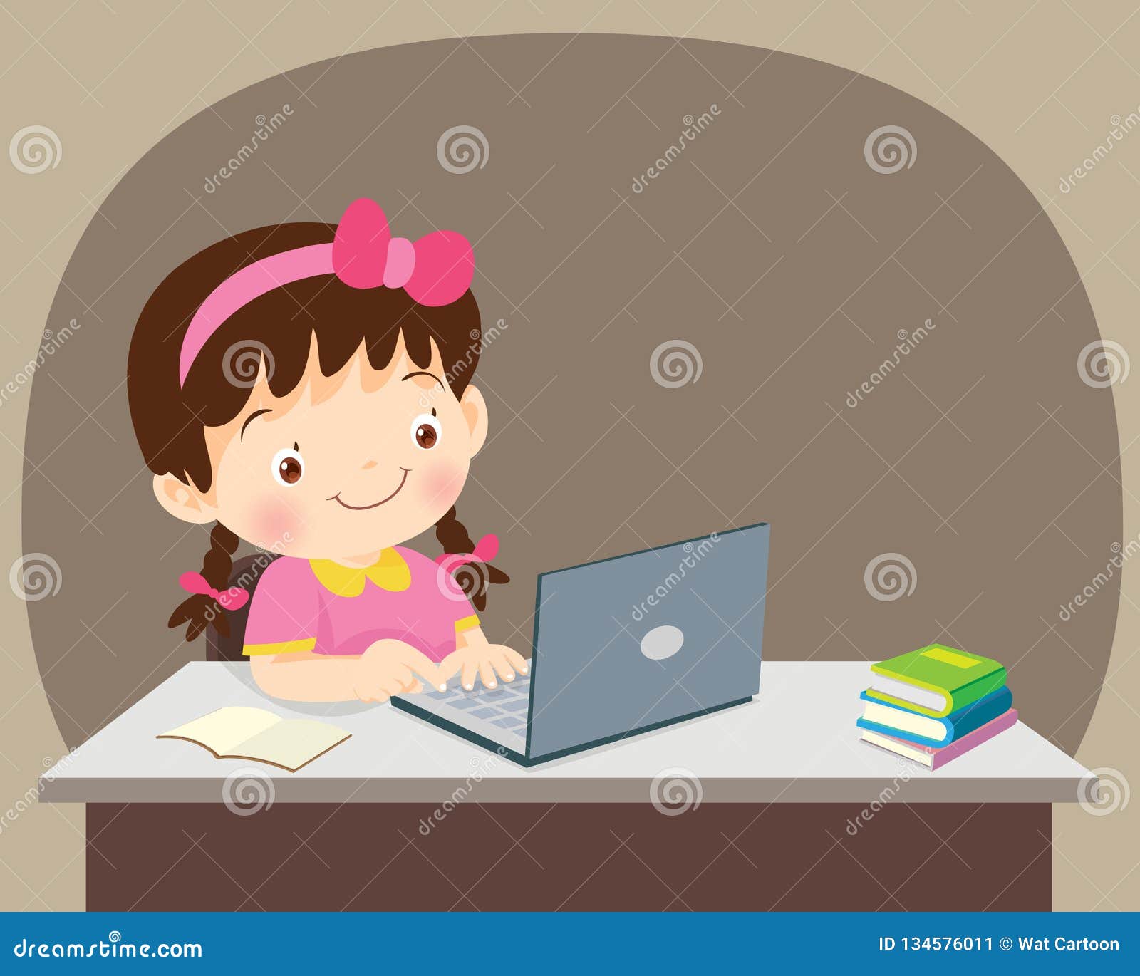 Students Girl Sitting with Laptop Stock Vector - Illustration of people ...