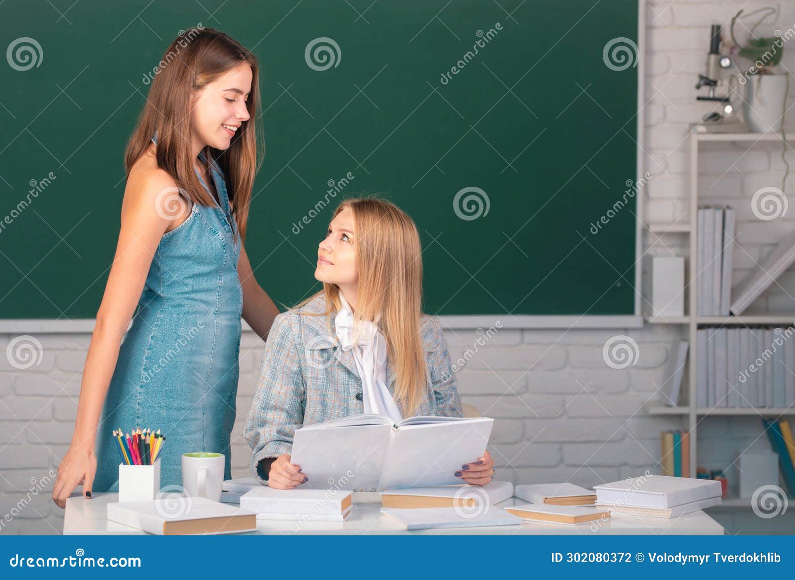 Students Girls in Classroom at School College or University. Stock ...