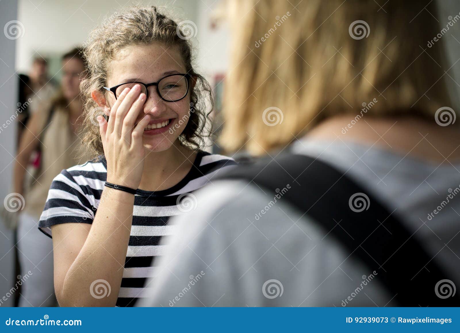 Students Girls Talking Smiling Together Stock Image - Image of talking ...