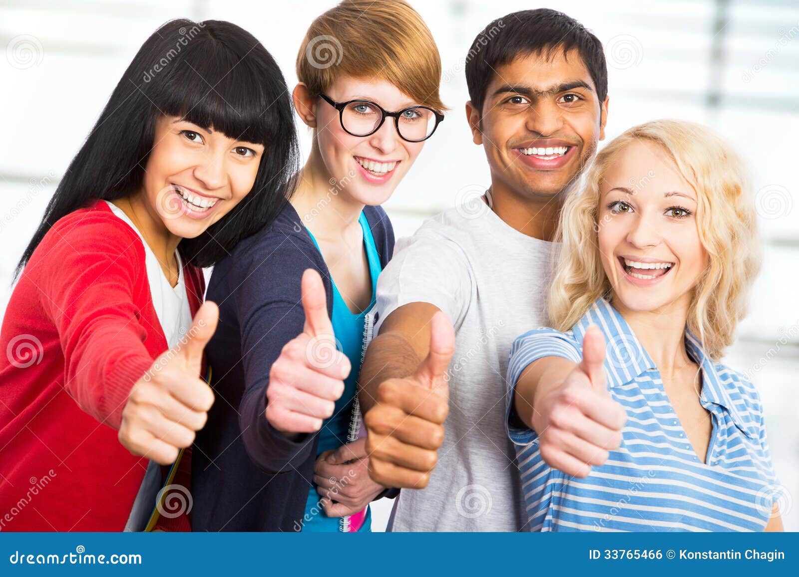 Students Giving the Thumbs-up Sign Stock Photo - Image of happy ...