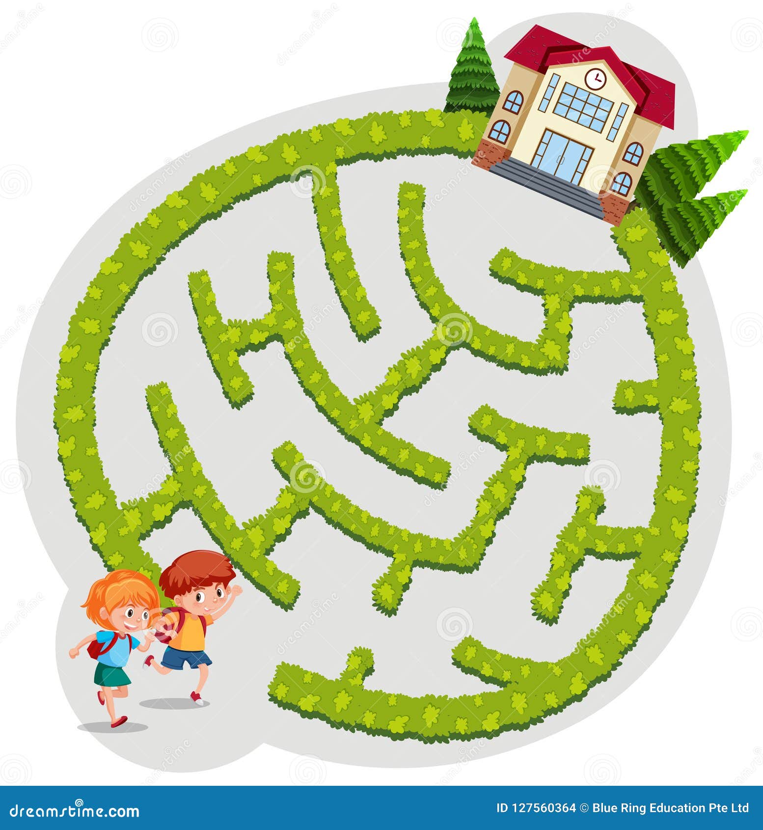 Students Going To School Maze Template Stock Vector - Illustration of ...