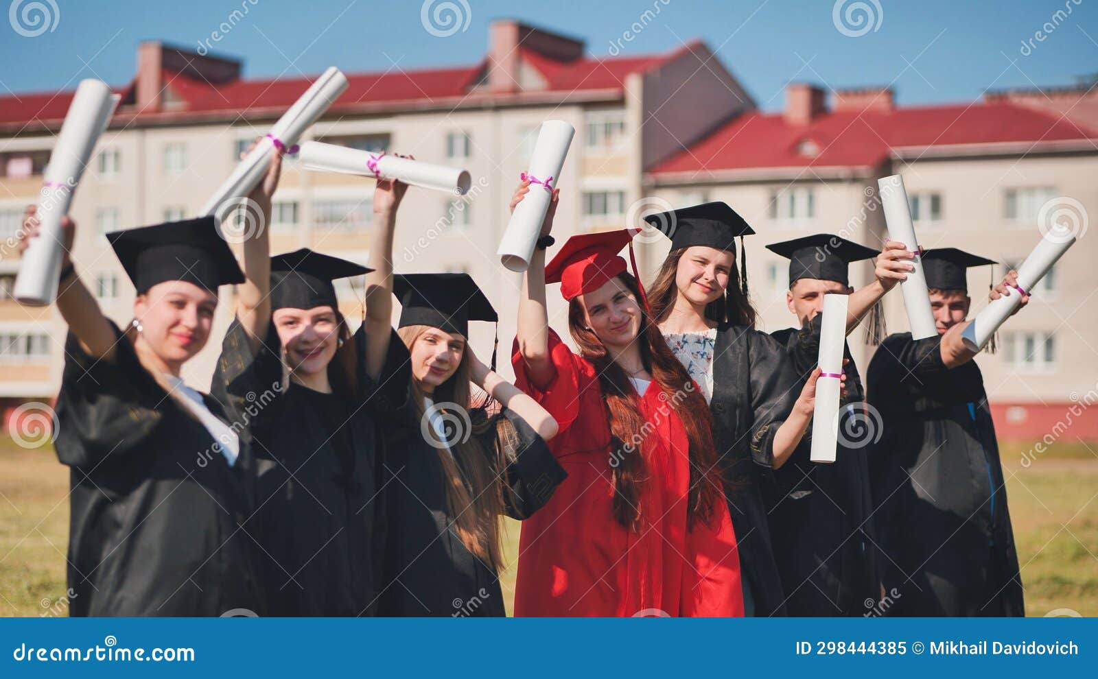 Students Graduate Holding Their Diplomas at the Top. Stock Image ...