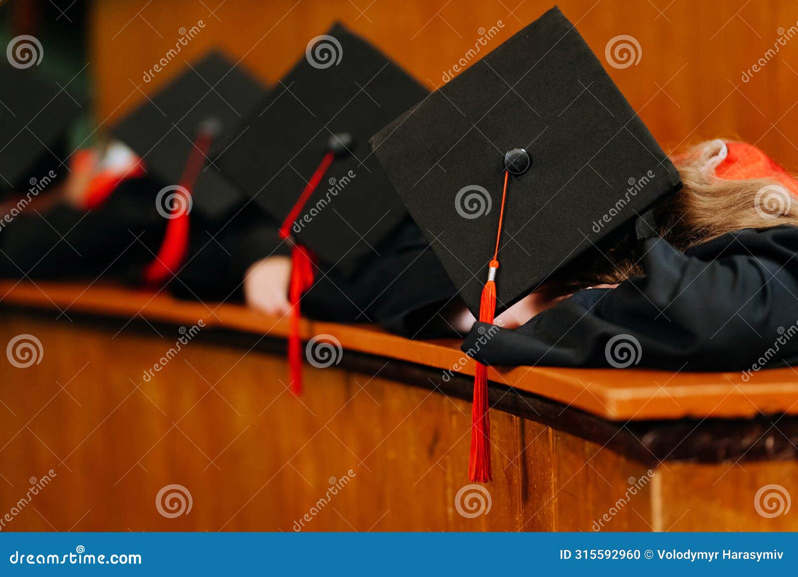 Students at Graduation. Sleepy Students Sleep in the Lecture Hall Stock ...