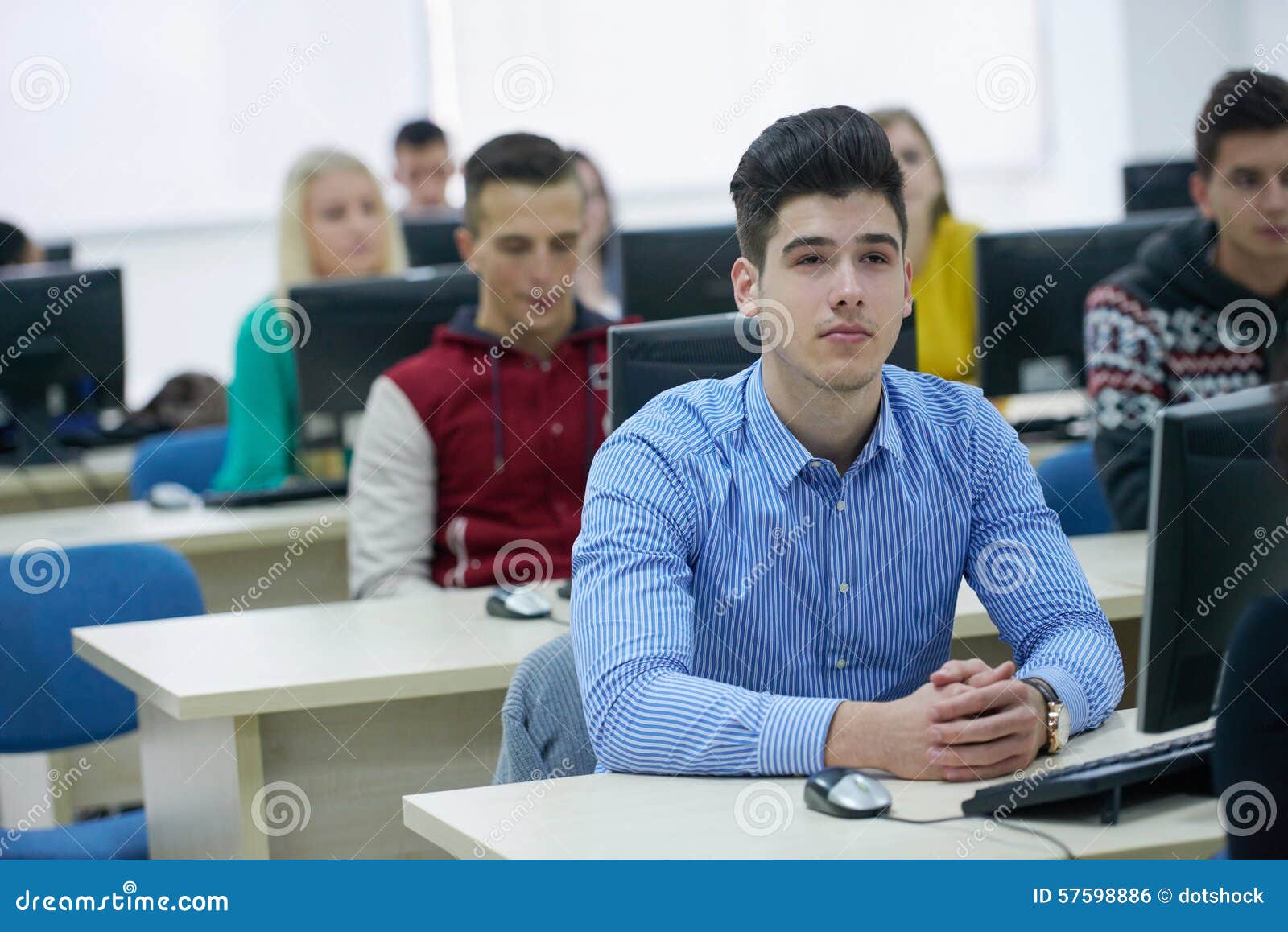 Students Group in Computer Lab Classroom Stock Photo - Image of ...