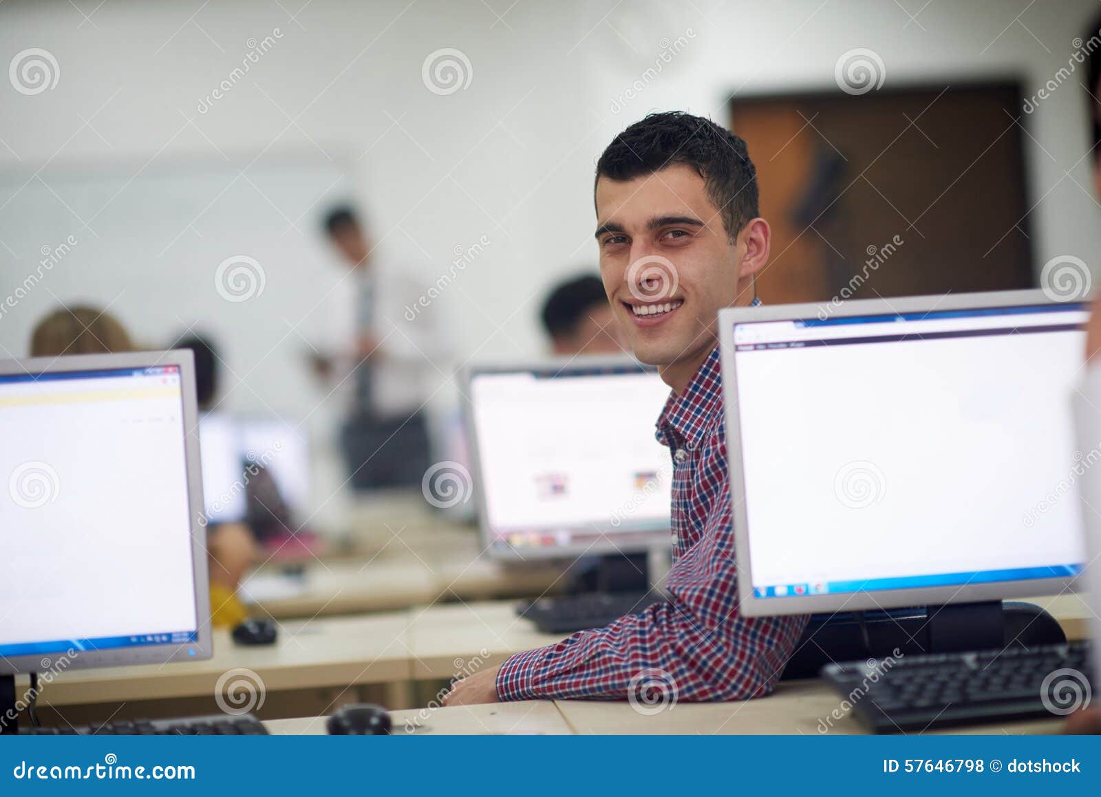 Students Group in Computer Lab Classroom Stock Photo - Image of college ...