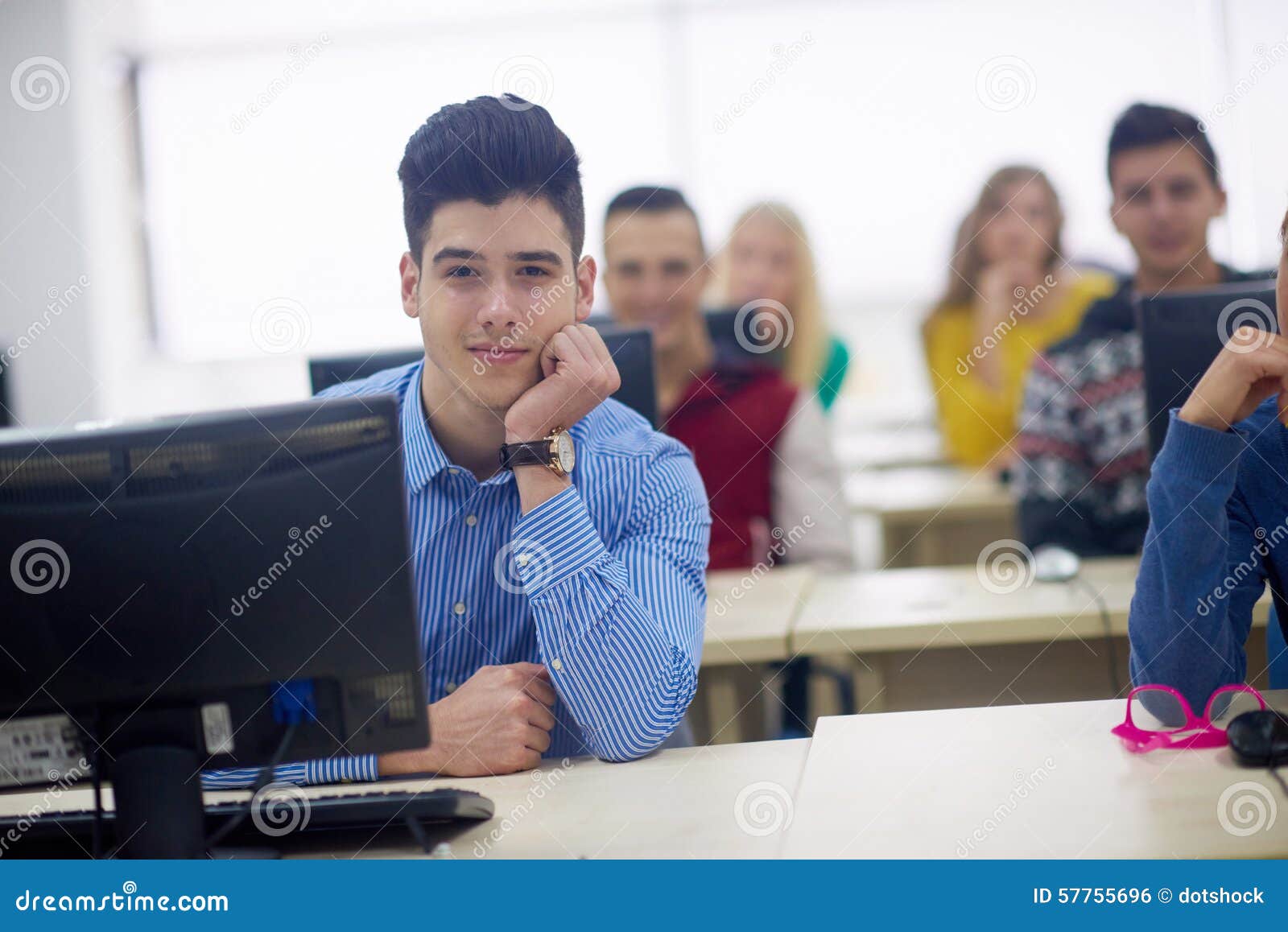 Students Group in Computer Lab Classroom Stock Photo - Image of high ...
