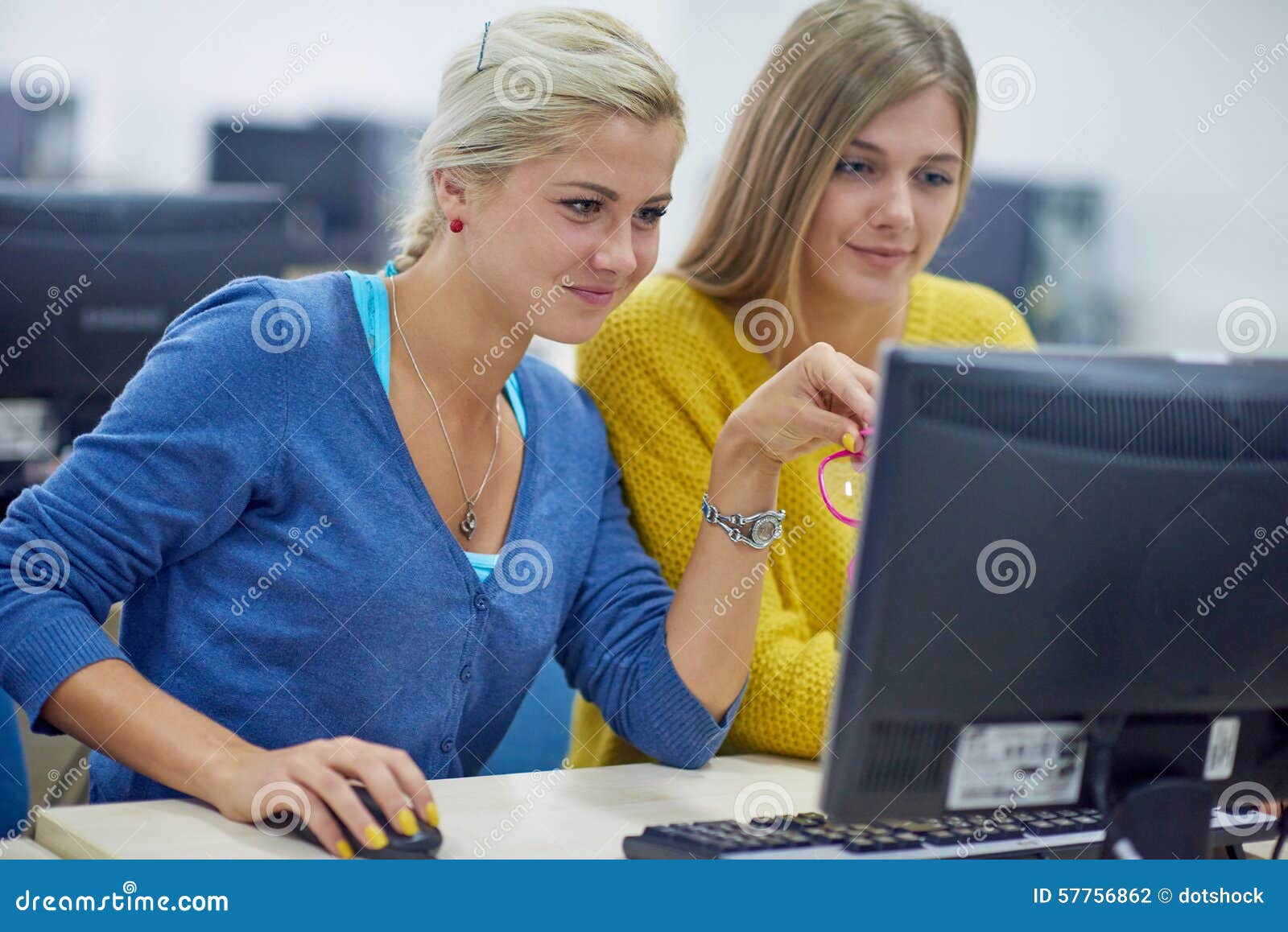 Students Group in Computer Lab Classroom Stock Photo - Image of ...