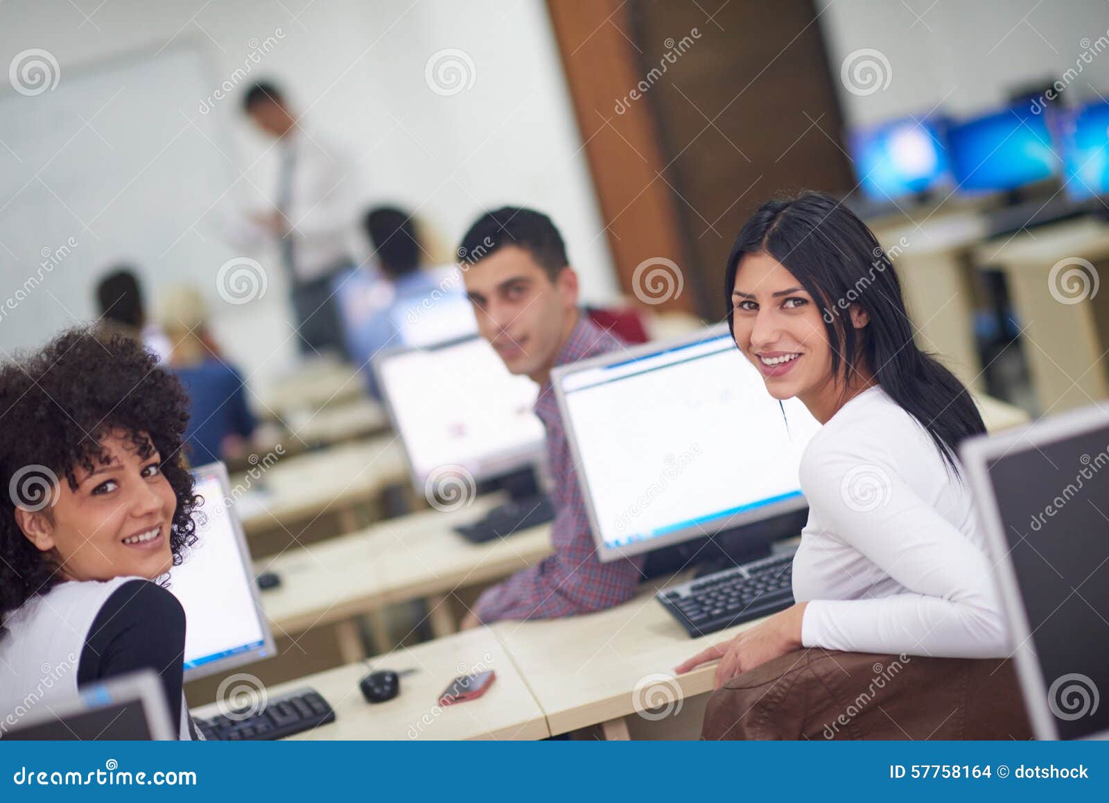 Students Group in Computer Lab Classroom Stock Photo - Image of science ...