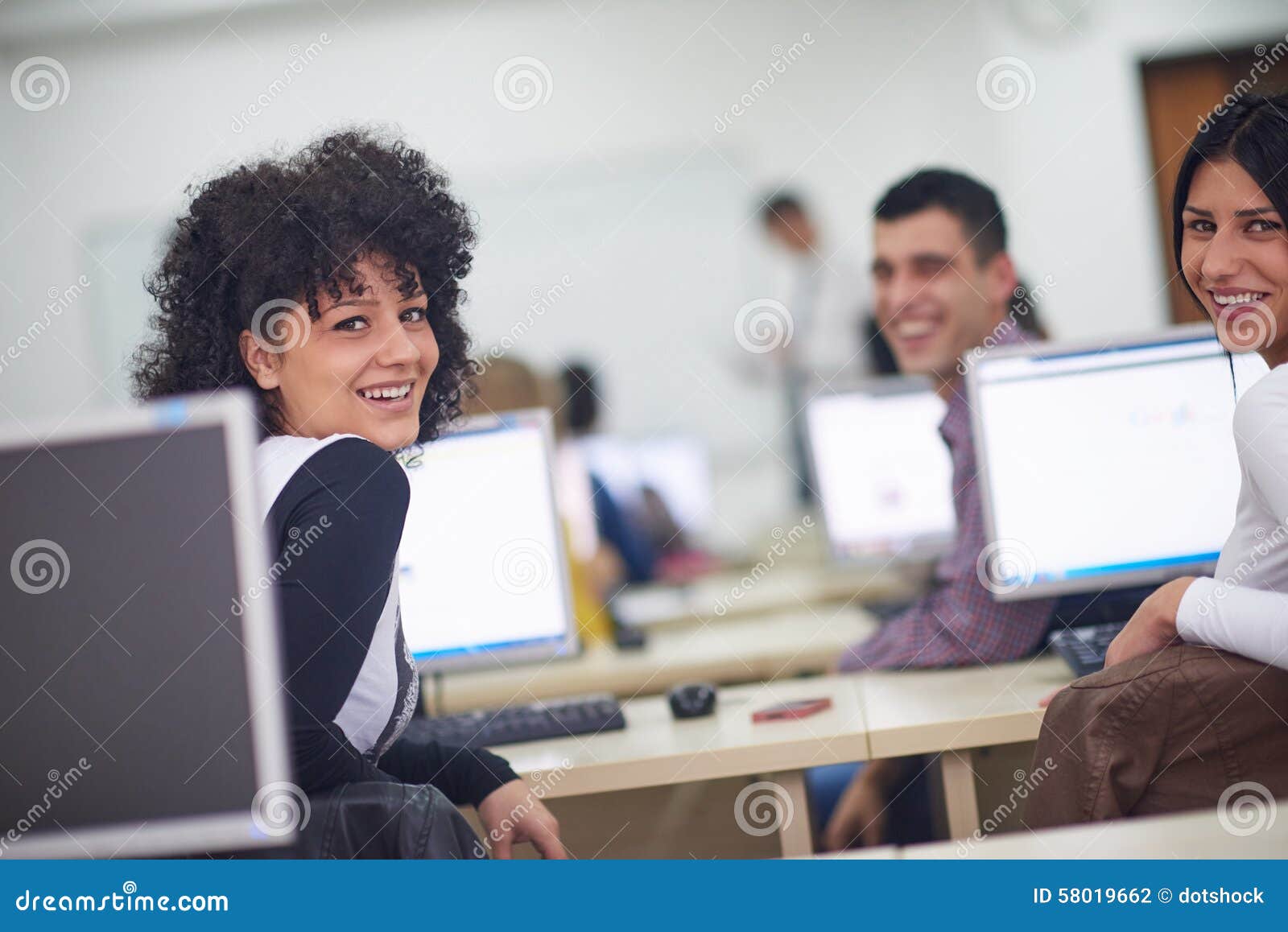 Students Group in Computer Lab Classroom Stock Photo - Image of ...