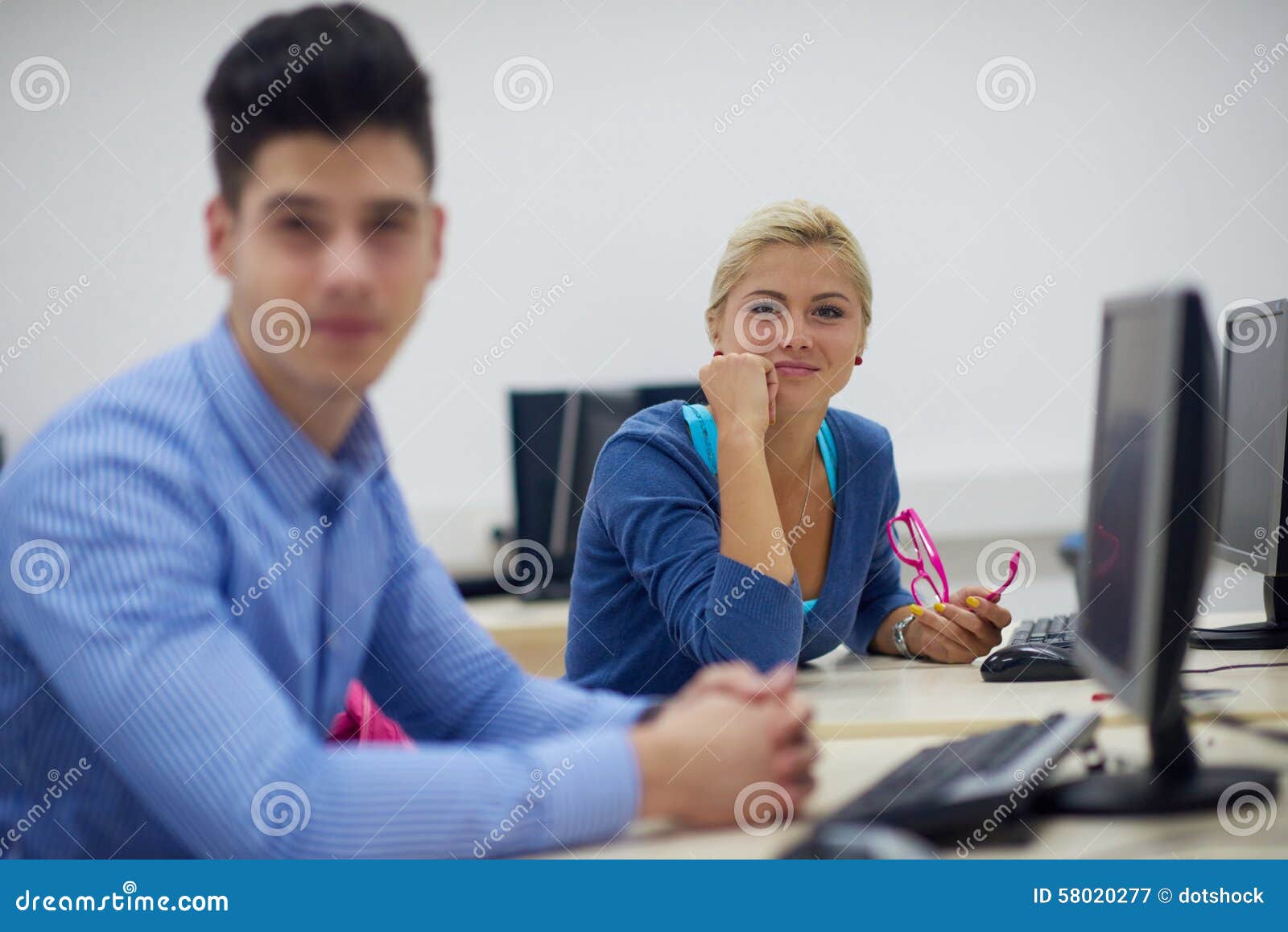 Students Group in Computer Lab Classroom Stock Image - Image of school ...