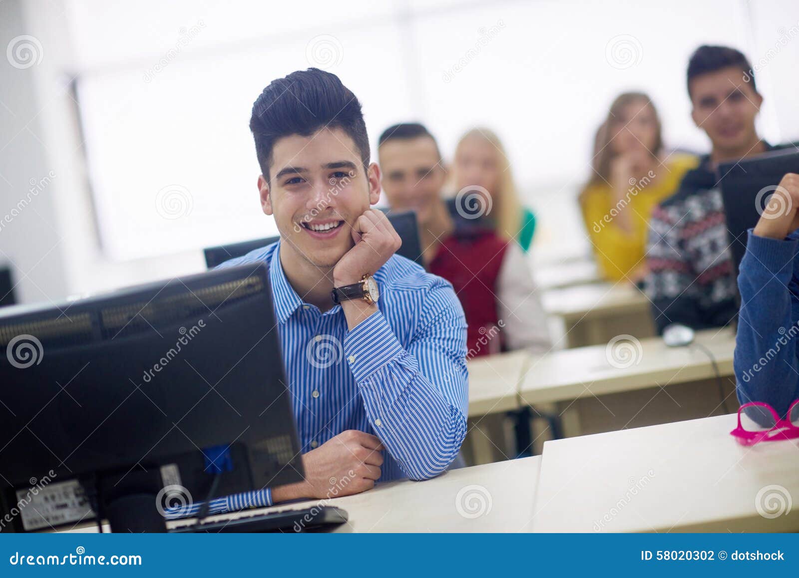 Students Group in Computer Lab Classroom Stock Photo - Image of ...