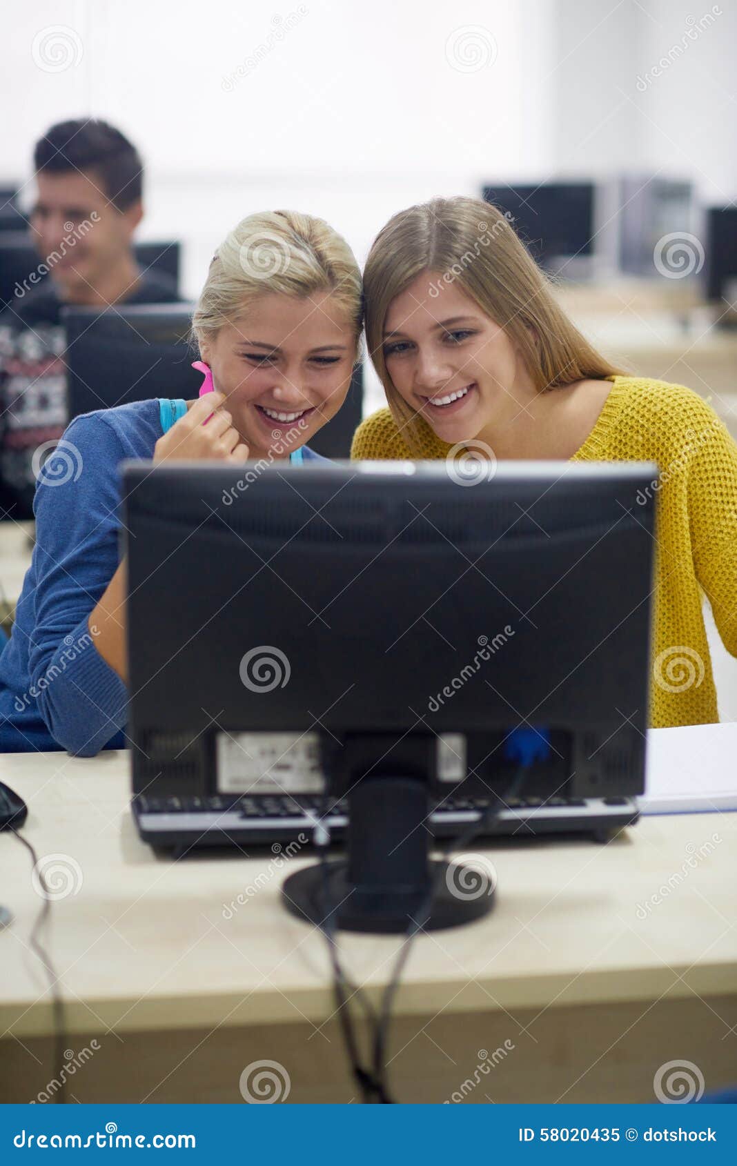 Students Group in Computer Lab Classroom Stock Image - Image of room ...