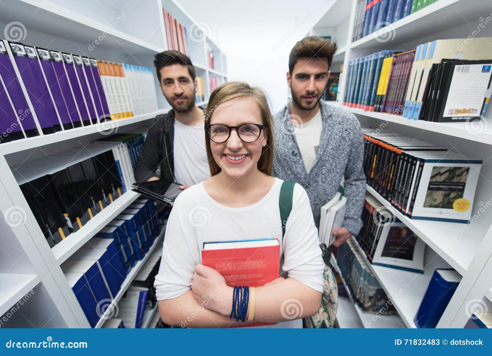 Students Group in School Library Stock Image - Image of meddle, indoors ...