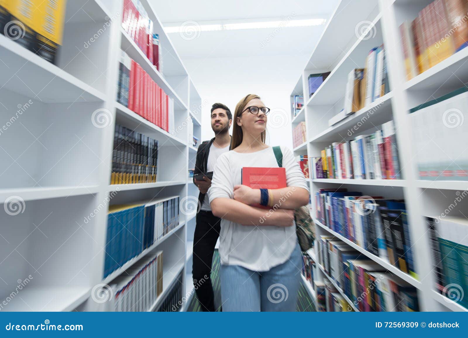 Students Group in School Library Stock Image - Image of high, happy ...