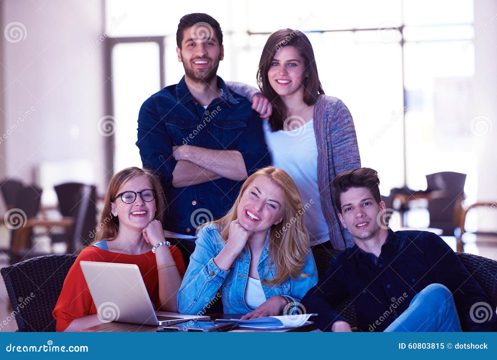 Students Group Standing Together As Team Stock Image - Image of female ...