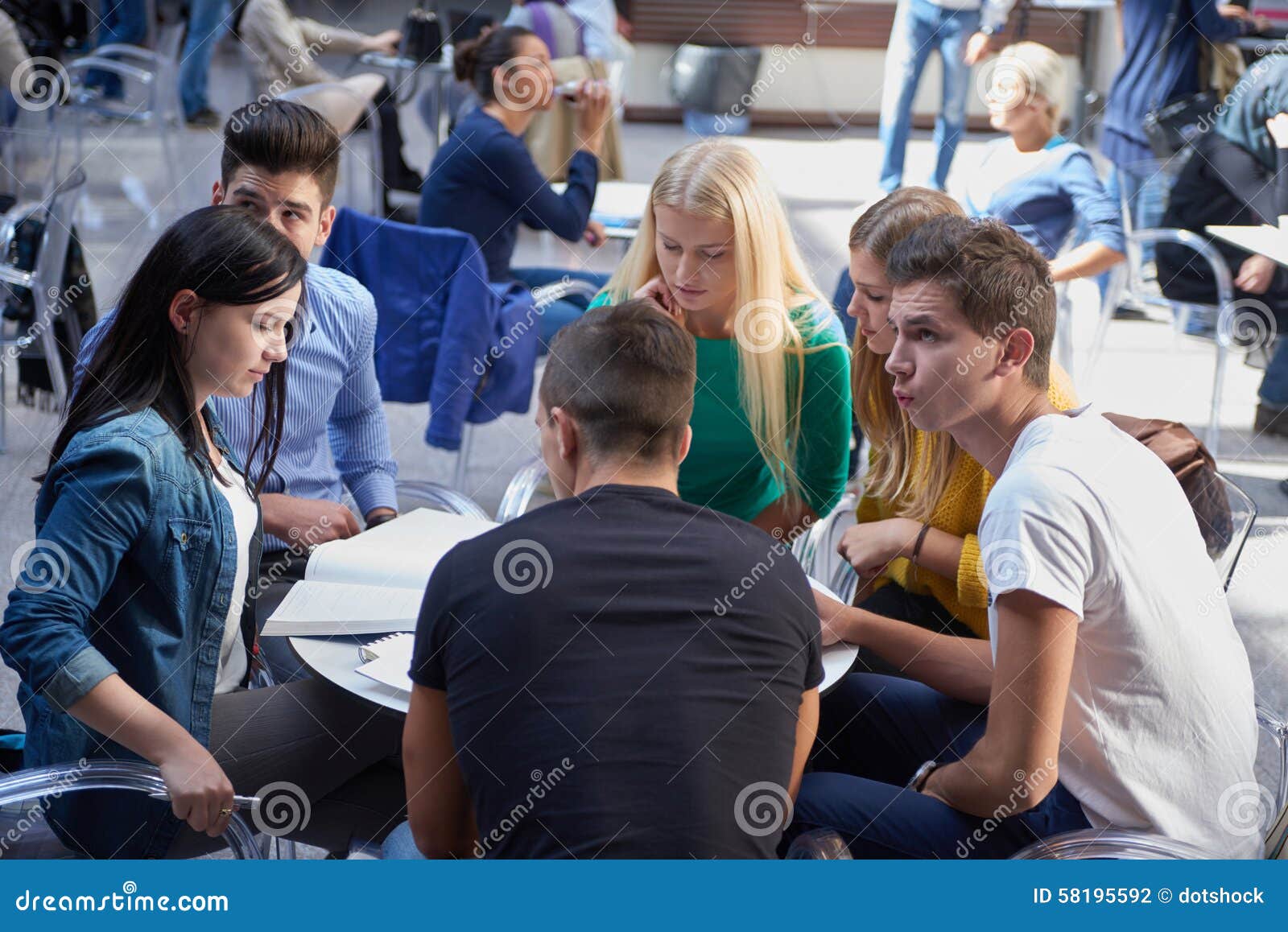 Students group study stock photo. Image of school, library - 58195592