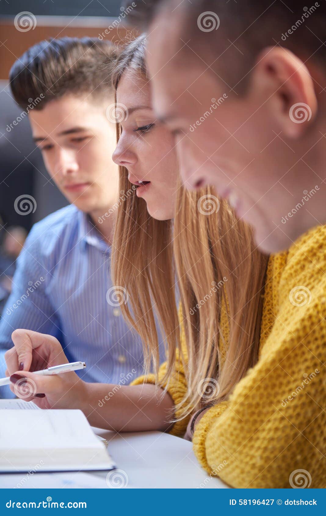 Students group study stock image. Image of notes, library - 58196427